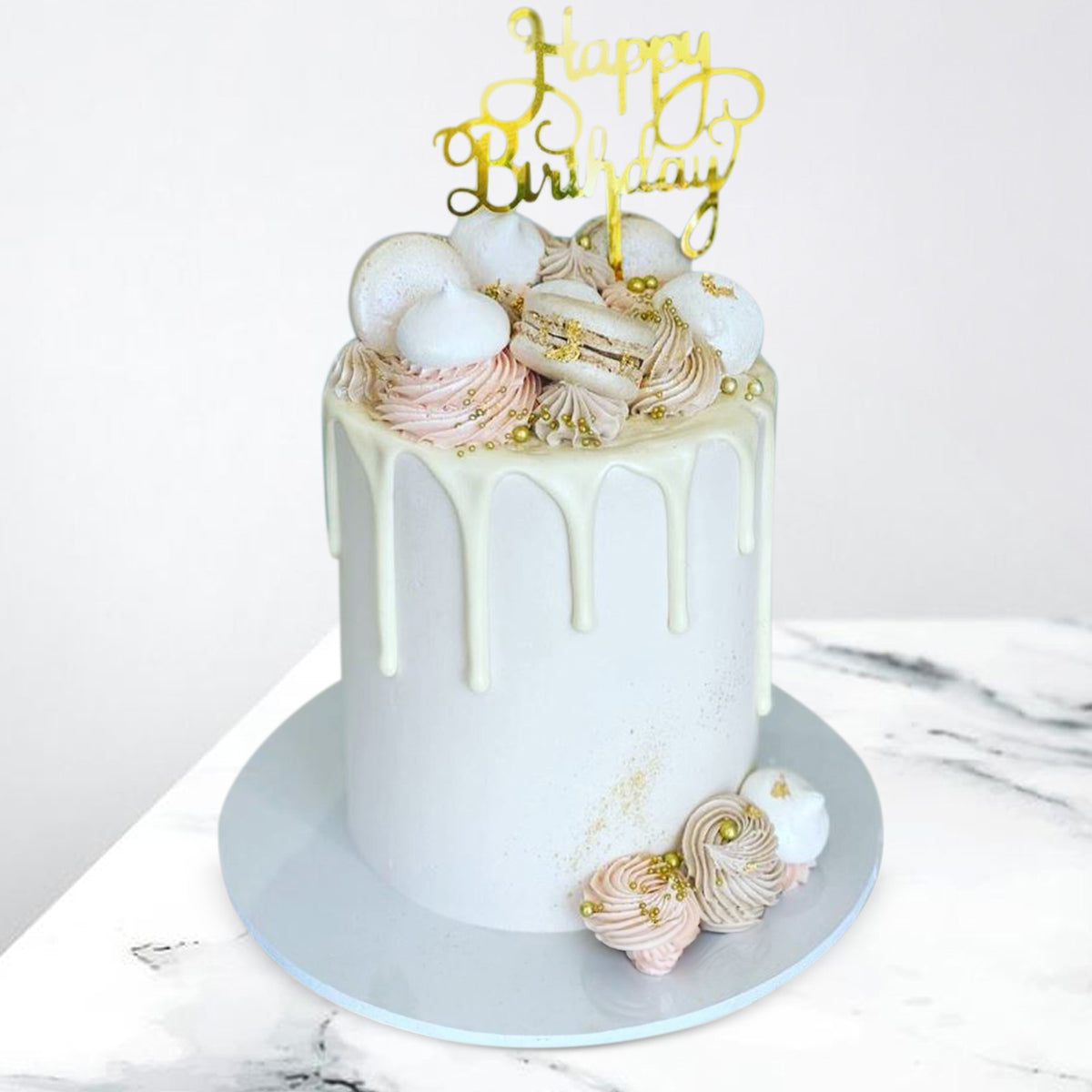 Pretty Neutral Drip Cake – The Cupcake Factory