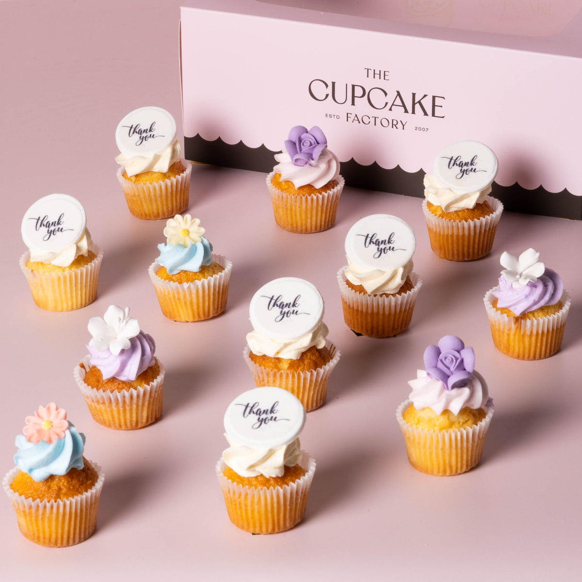 Thank You Flower Cupcakes x12 | Order Now | The Cupcake Factory – The ...